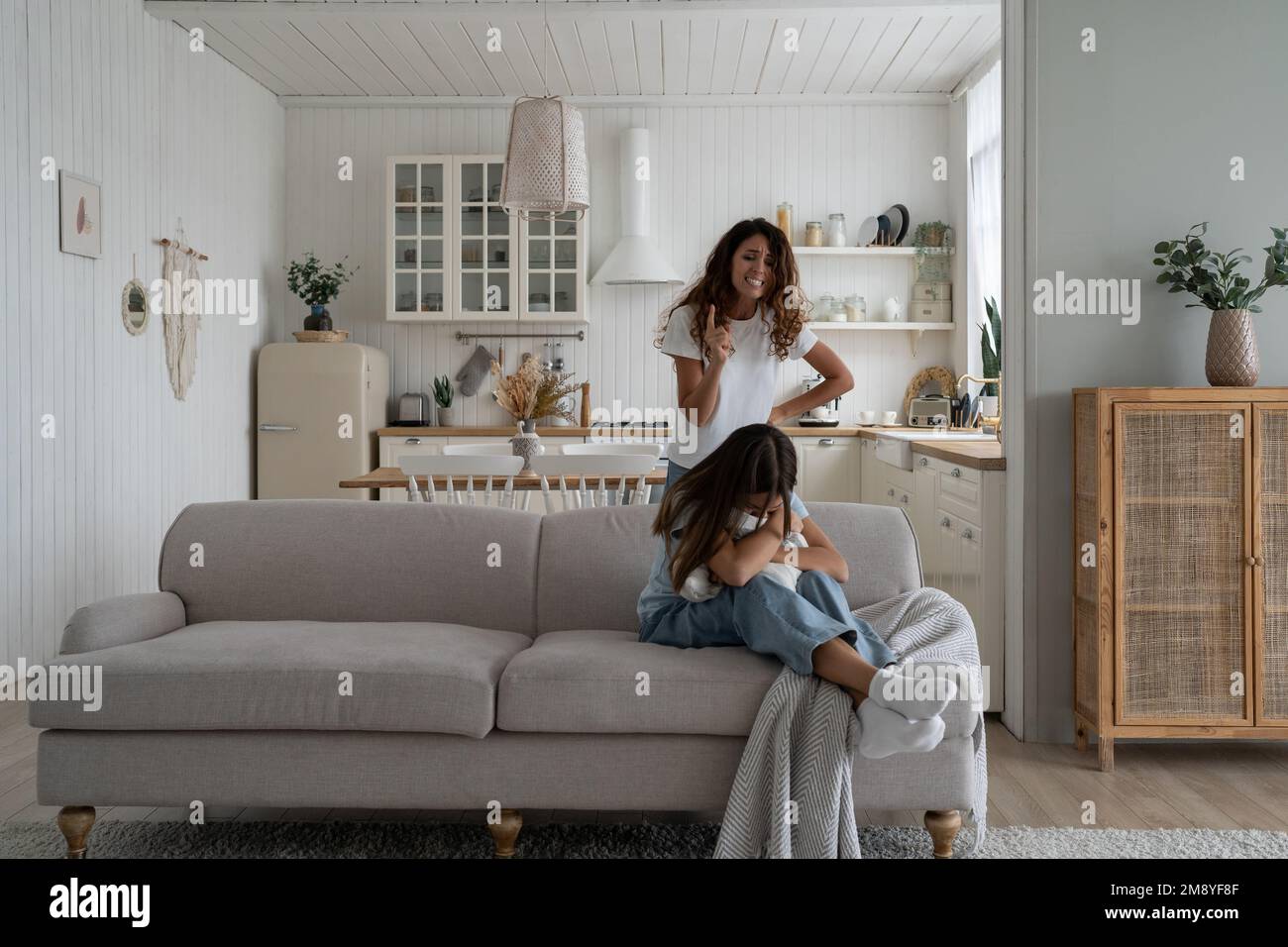 Angry Stressed Mother Yelling At Teen Girl Daughter Problems Between