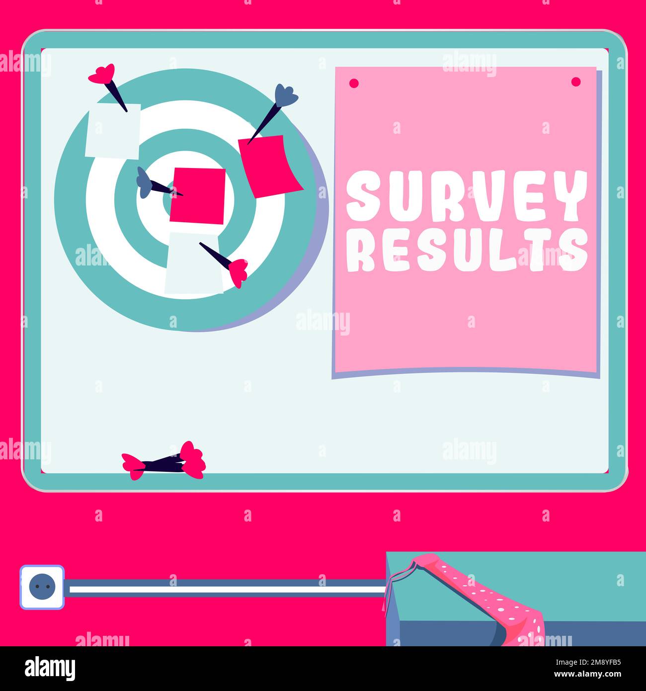 Sign displaying Survey Results. Word for result of activity that ...