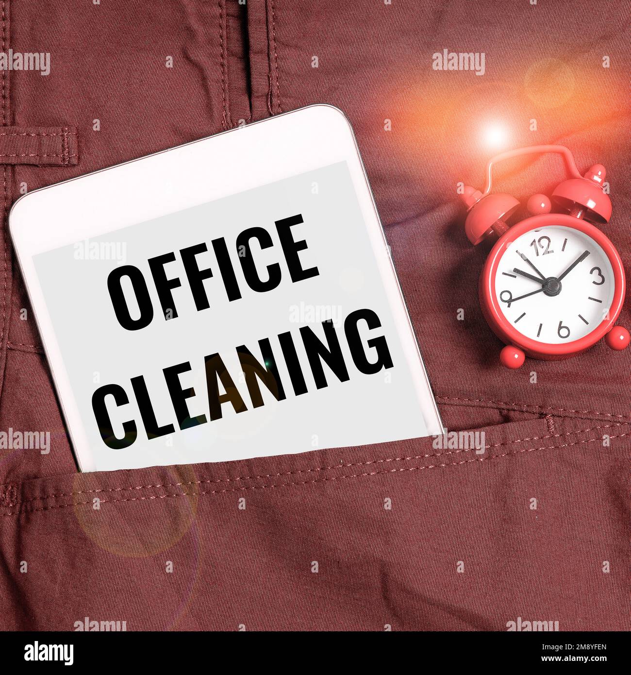 Writing displaying text Office Cleaning. Word for the action or process ...