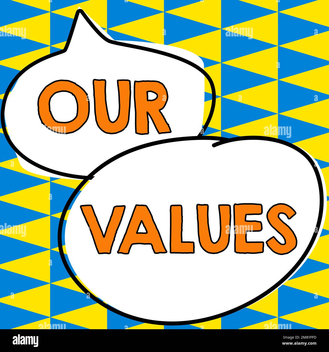Sign displaying Our Values. Word for list of morals companies or ...