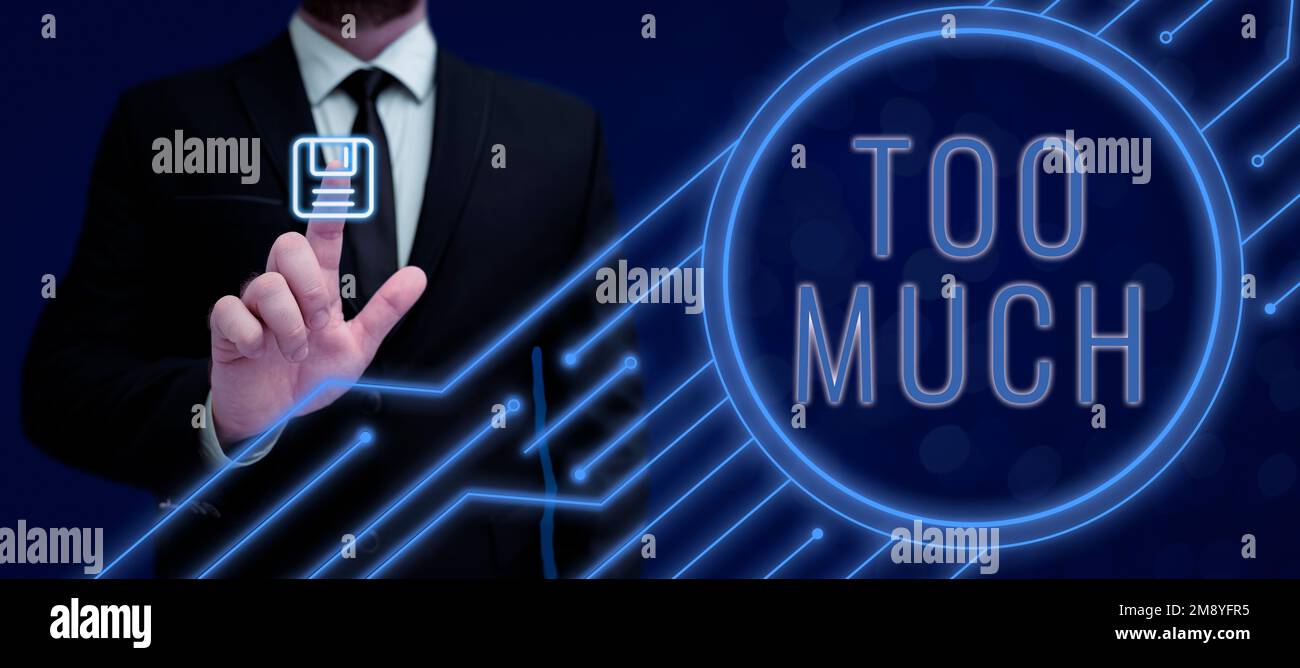 Conceptual display Too Much. Business idea an intolerable impossible or ...
