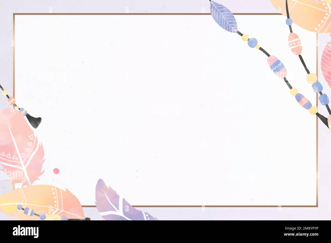 Watercolor feather frame vector Boho style Stock Vector Image & Art - Alamy