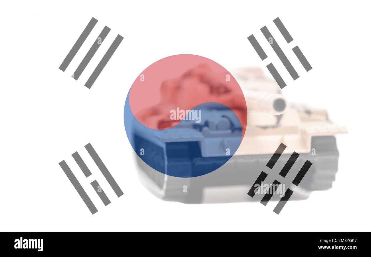 Tank with South Korea flag background. Military concept 3D illustration ...