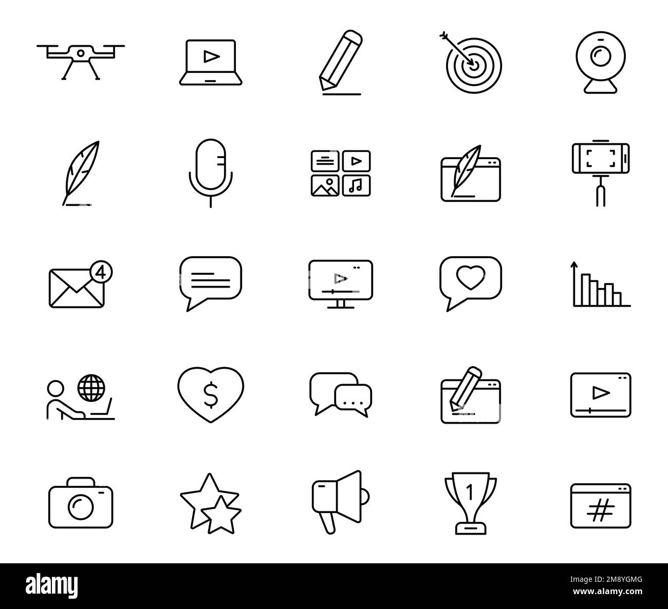 blog outline vector icons isolated on white background Stock Vector ...