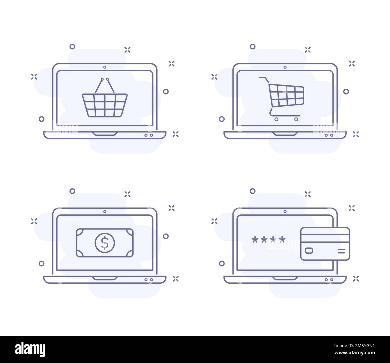 e commerce outline vector illustrations isolated Stock Vector Image ...