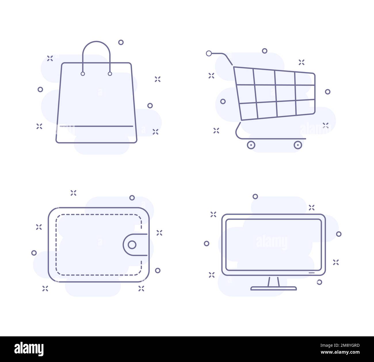 e commerce outline vector illustrations isolated Stock Vector Image ...