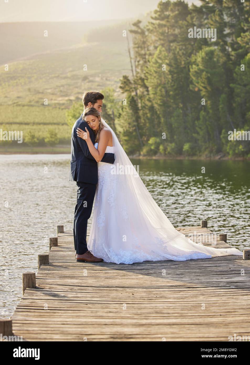 Today is a dream come true. Full length shot of an affectionate bride ...