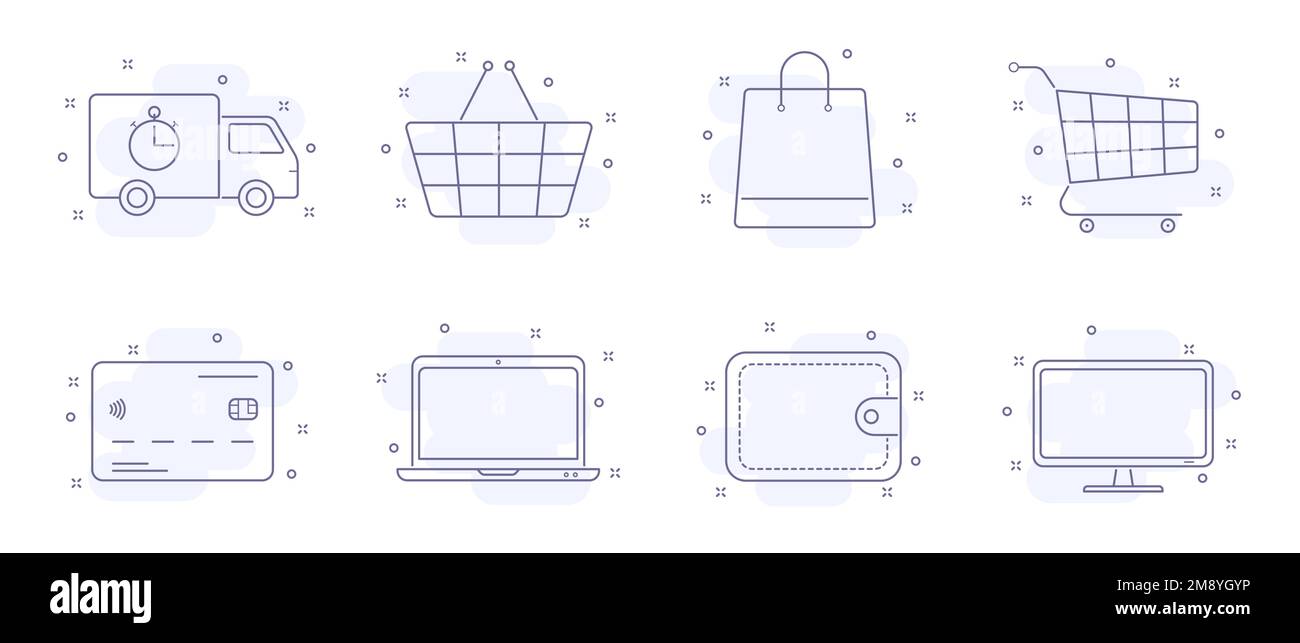 e commerce outline vector illustrations isolated Stock Vector Image ...