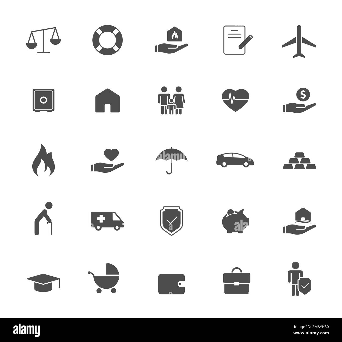 insurance silhouette vector icons isolated on white Stock Vector Image ...