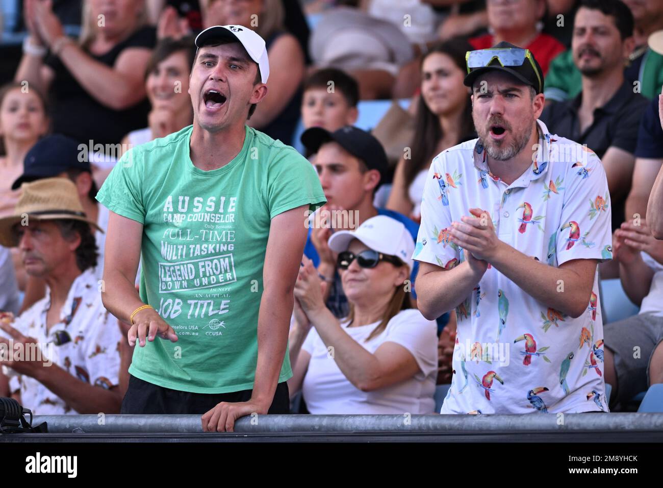 Spectators cheers during the Men’s Singles Round 1 between John Millman ...