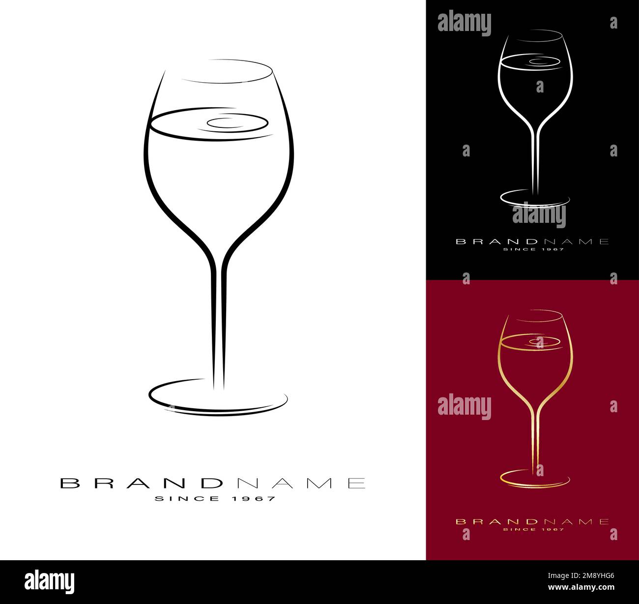 Symbol, emblem with elegant crystal wine glass on high thin leg with ...