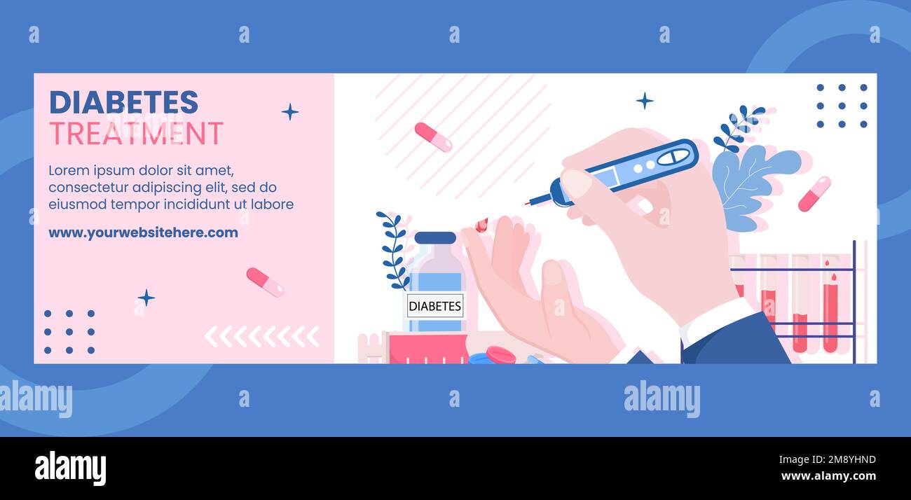 Diabetes Testing Healthcare Cover Flat Cartoon Hand Drawn Templates ...