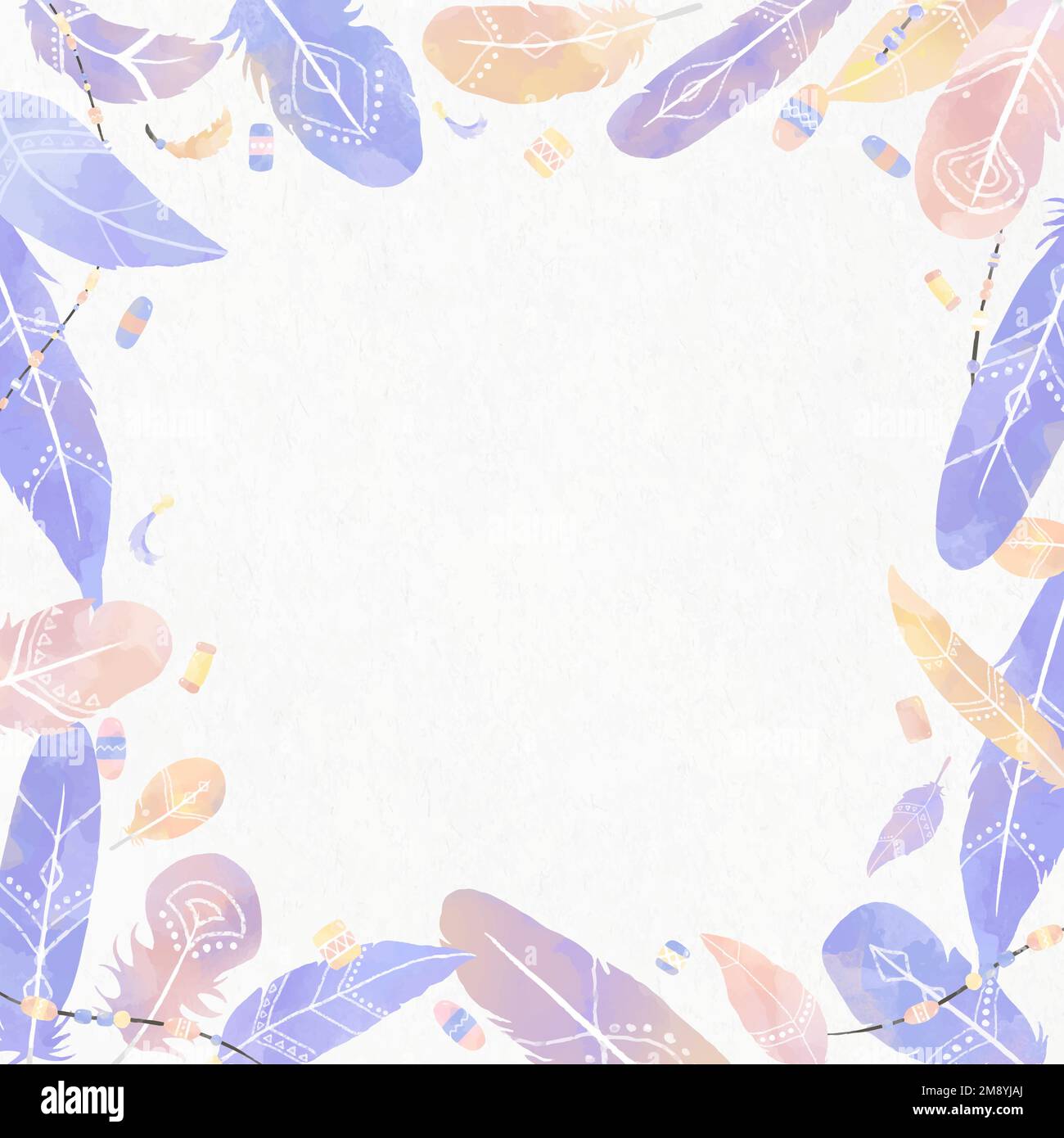 Pastel Boho feather frame vector Stock Vector Image & Art - Alamy