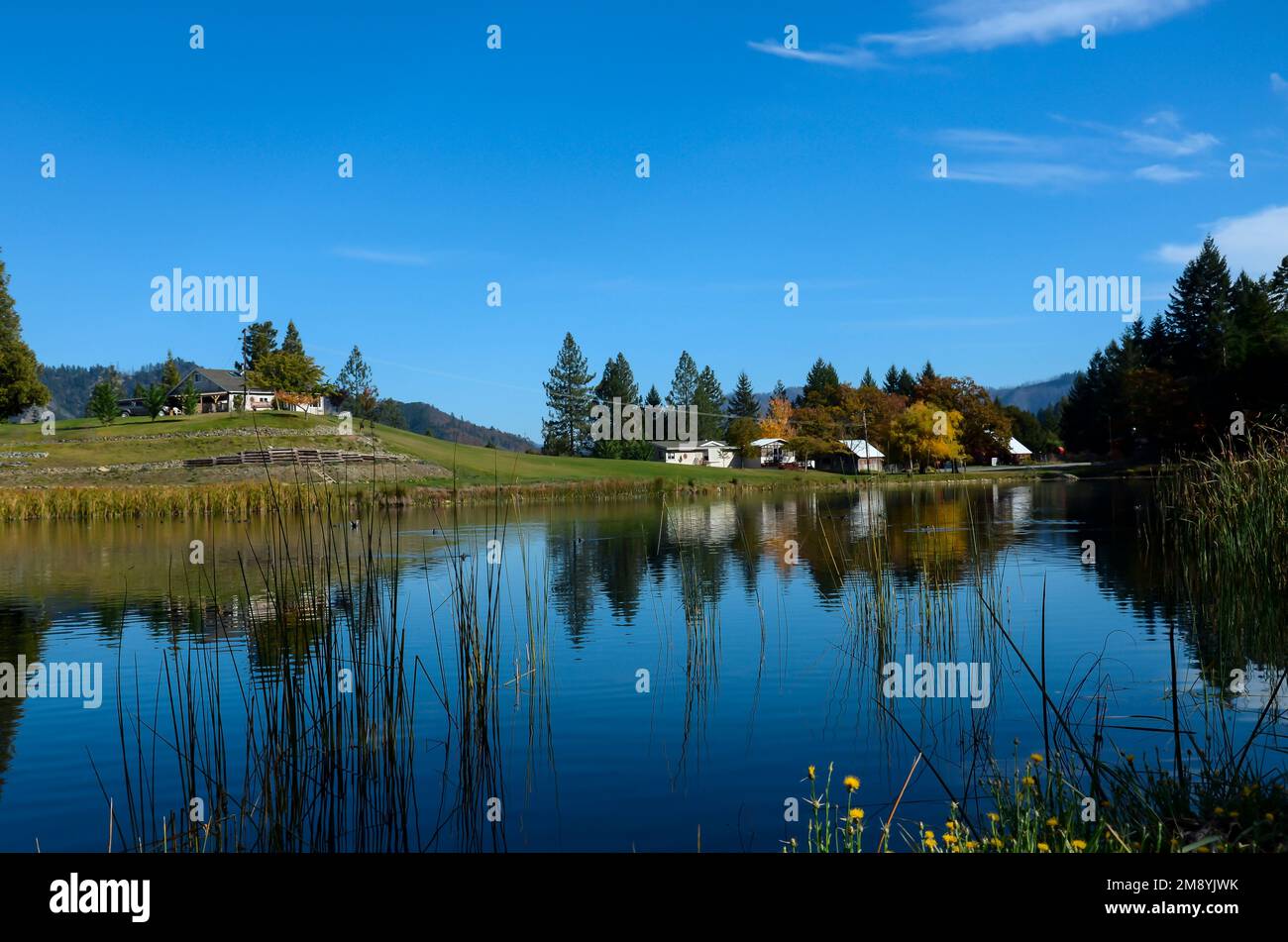 A beautiful scene from the lakefront in Burnt Ranch, CA, USA Stock ...