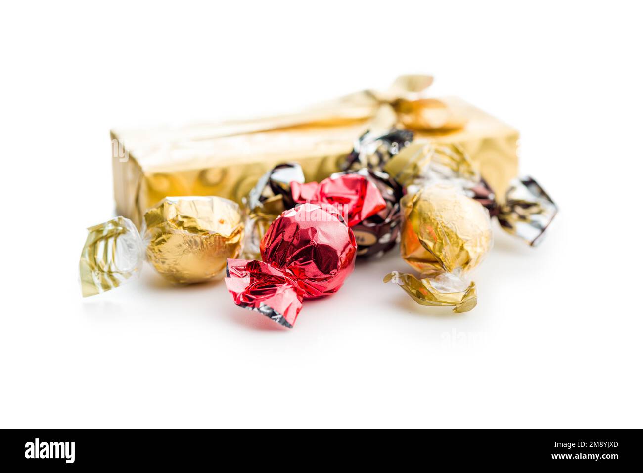Sweet candy wrapped in foil isolated on the white background Stock ...