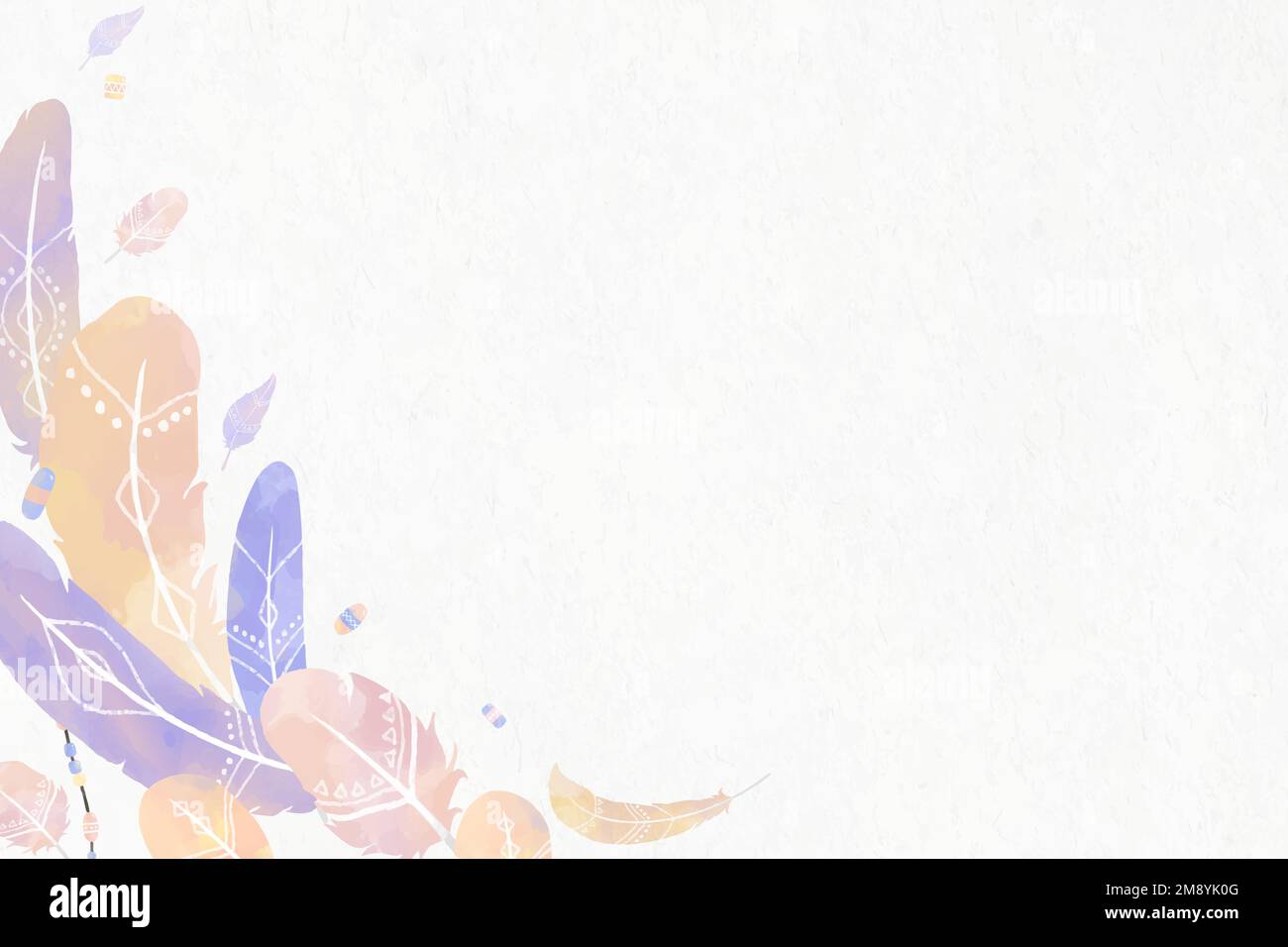 Pastel feather side border vector Bohemian style Stock Vector Image ...