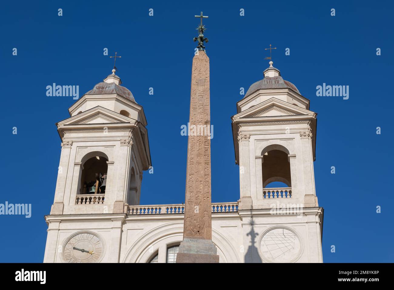 Ancient Sallustiano Obelisk and towers of Church of the Most Holy ...