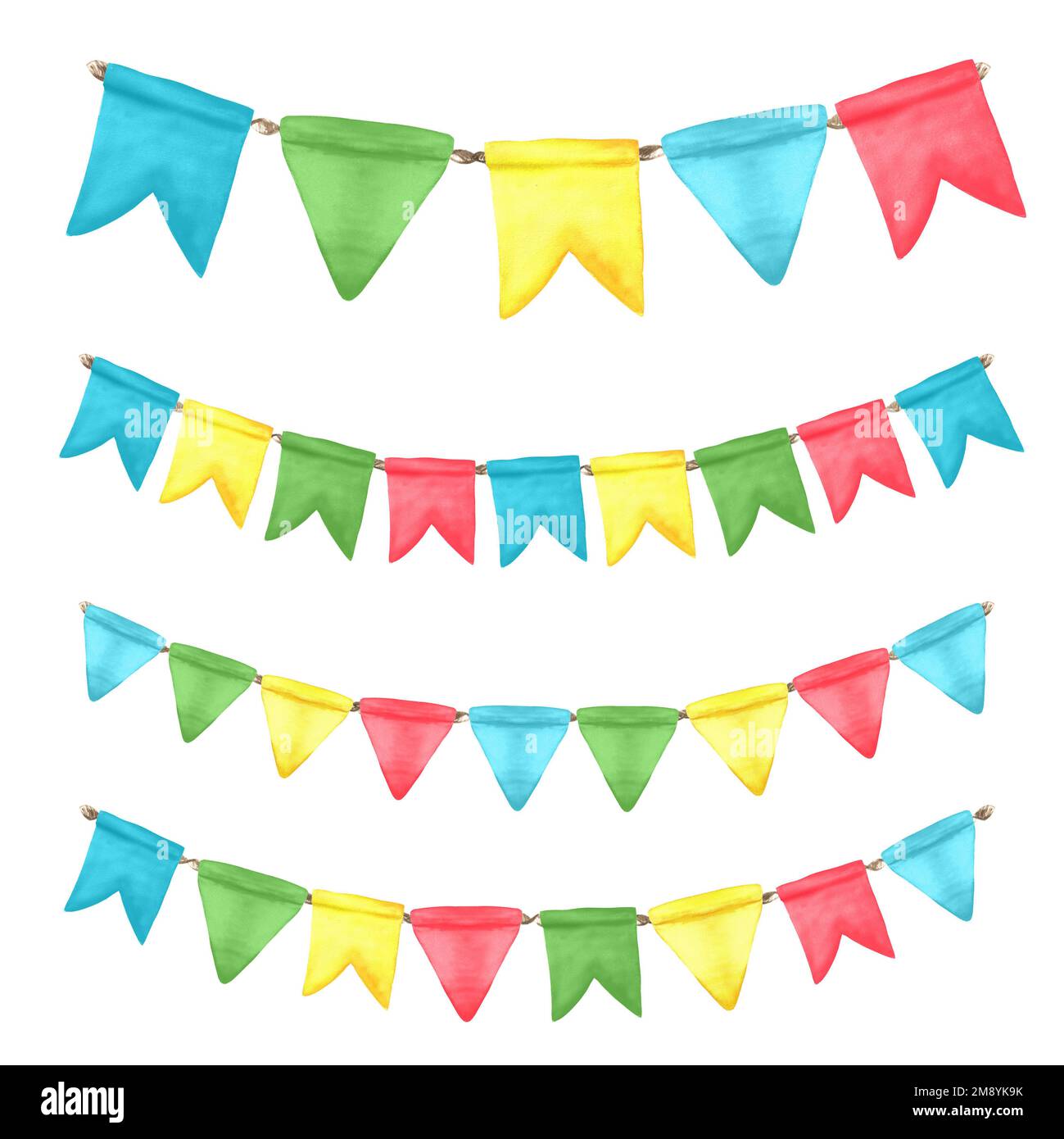 Hand-drawn watercolor holiday flags. A part of the big Holi set of ...