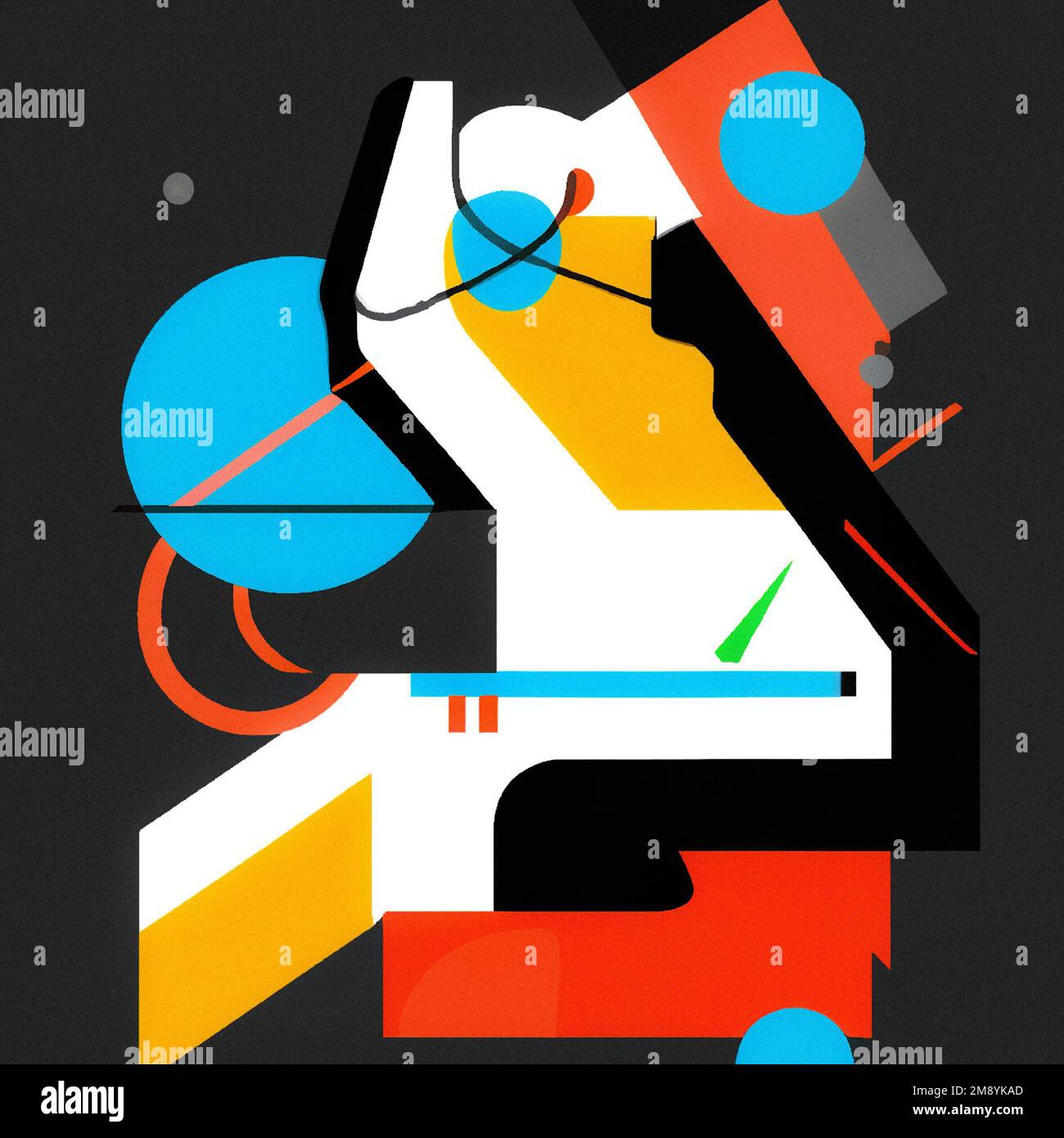 A abstract illustration with geometric images isolated on the black ...