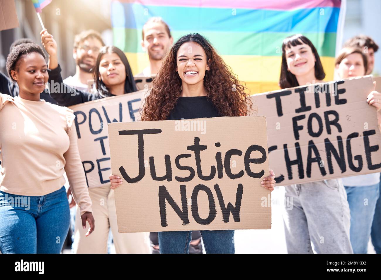 Time waits for no man. a group of young people protesting for LGBTQ ...