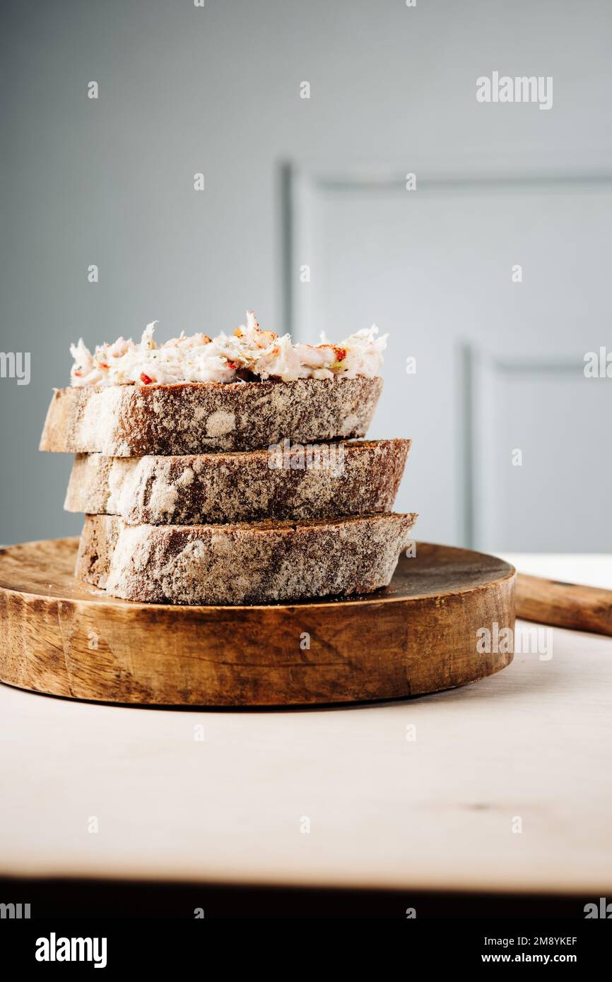 Rye bread with lard, garlic and pepper. Ukrainian cuisine appetizer ...