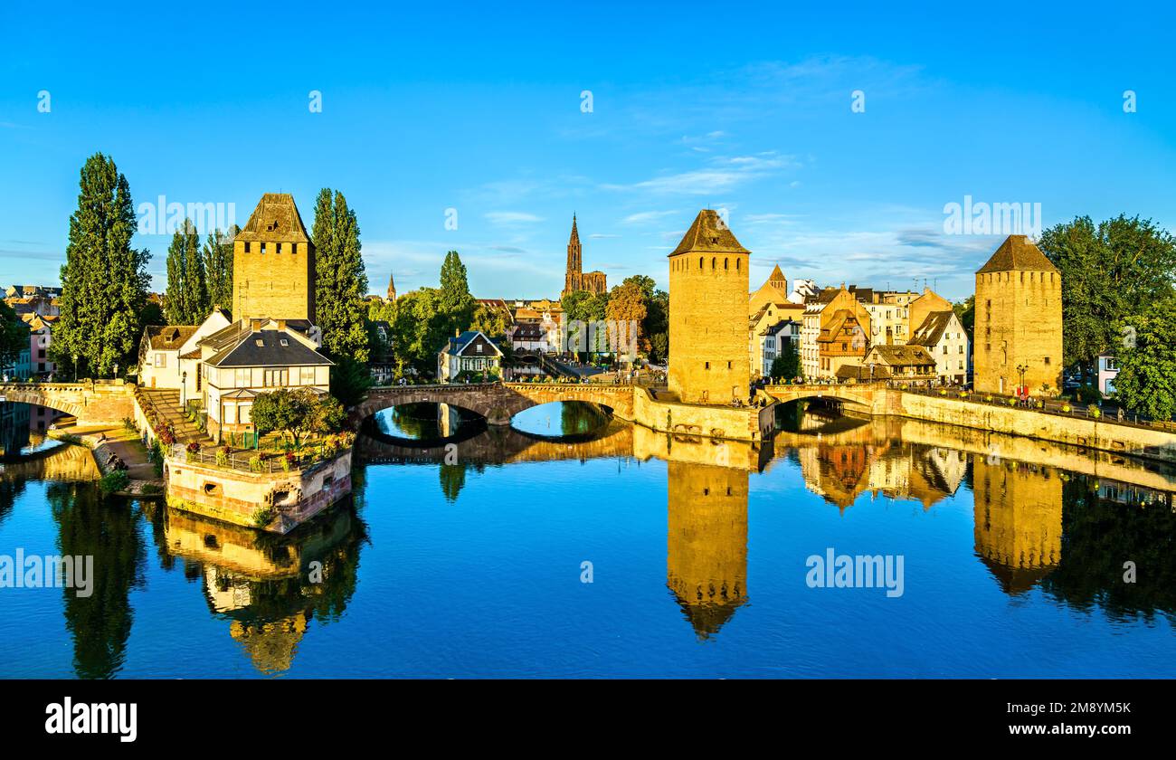 Picturesque panoramic view of Strasbourg overlooking Ponts Couverts ...