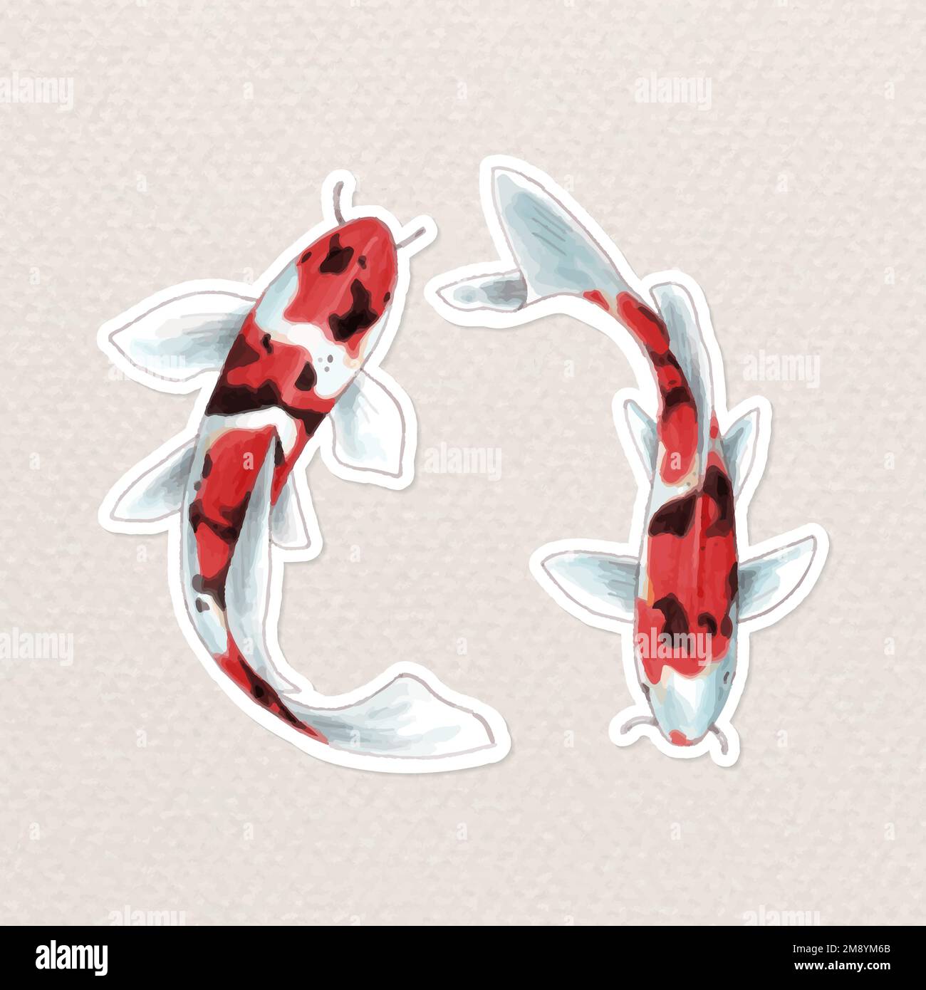 Japanese koi fish sticker cartoon illustration vector Stock Vector ...