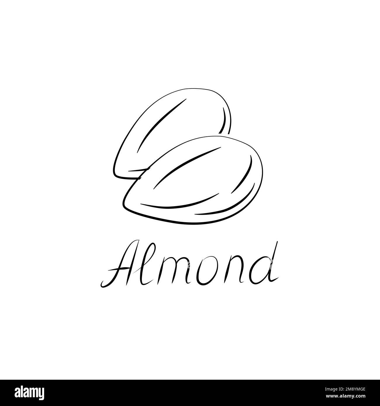 Almond cartoon illustration. Simple nut logo for emblem, sticker ...