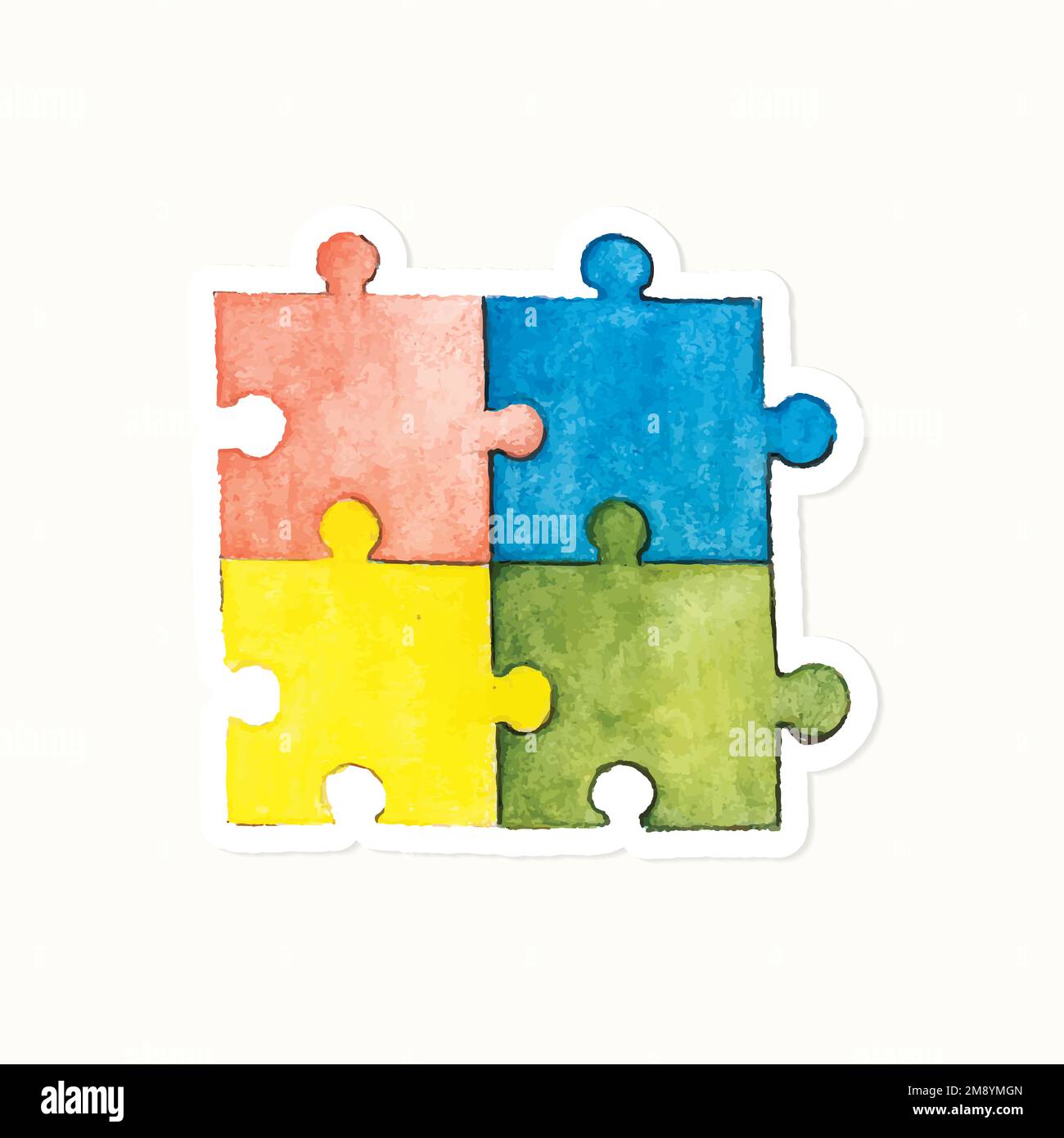 Hand drawn cute colorful puzzles sticker vector Stock Vector Image ...