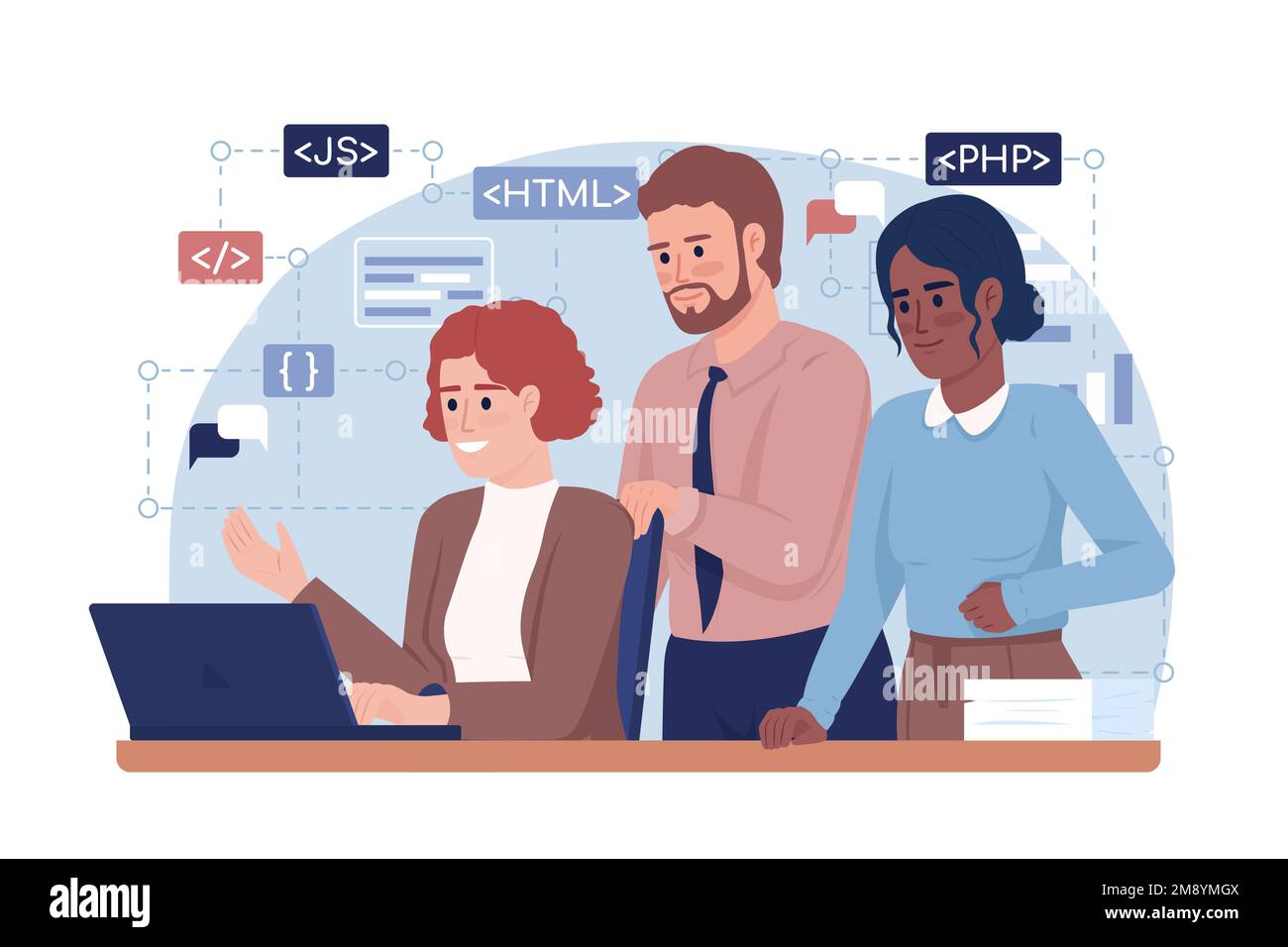 Successful Developers Teamwork 2d Vector Isolated Illustration Stock Vector Image And Art Alamy 