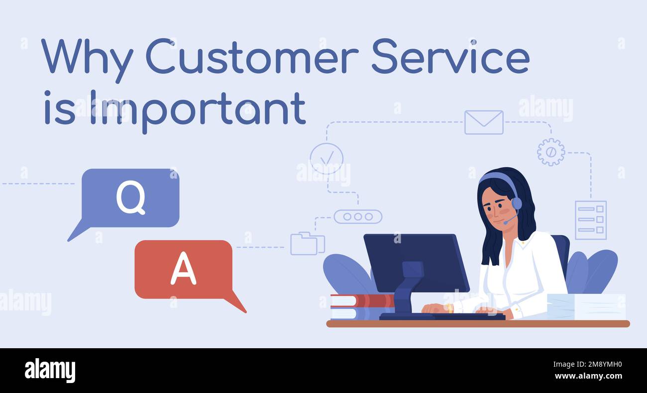 Customer service importance flat vector banner template Stock Vector ...