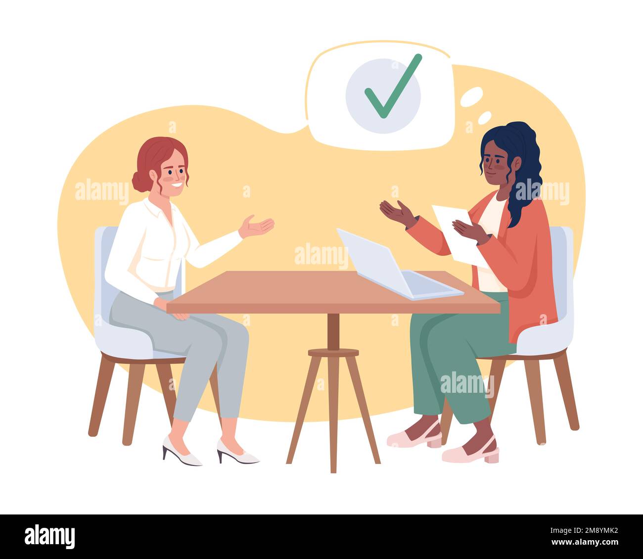 Interview session 2D vector isolated illustration Stock Vector Image ...