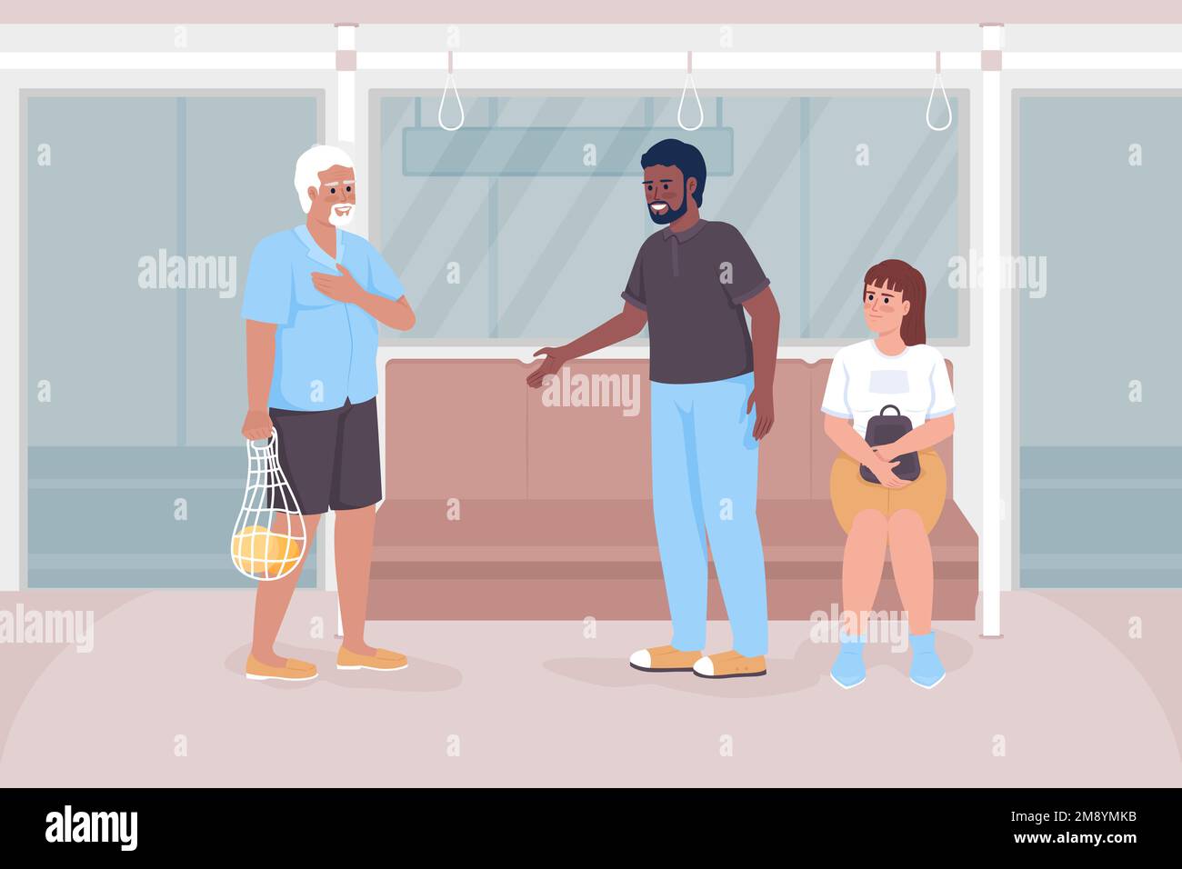 Good manners on public transport flat color vector illustration Stock ...