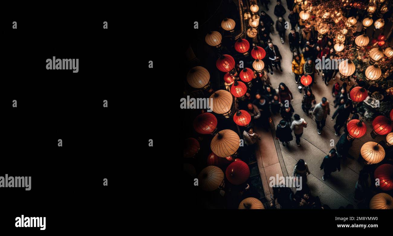 A vibrant, celebratory scene of Chinese New Year festivities. Colorful ...