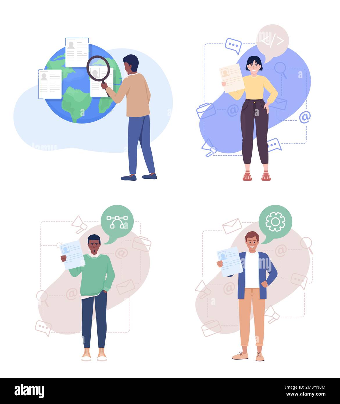 Applying for job with resume 2D vector isolated illustration set Stock Vector Image & Art - Alamy