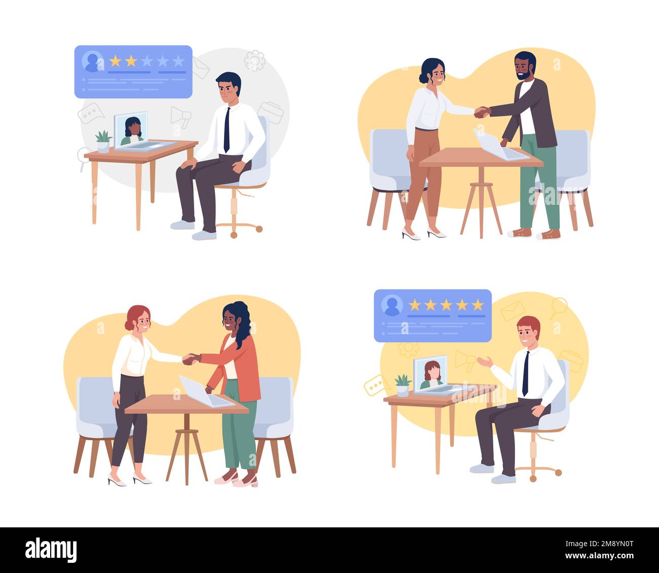 Conducting job interview 2D vector isolated illustration set Stock Vector Image & Art - Alamy