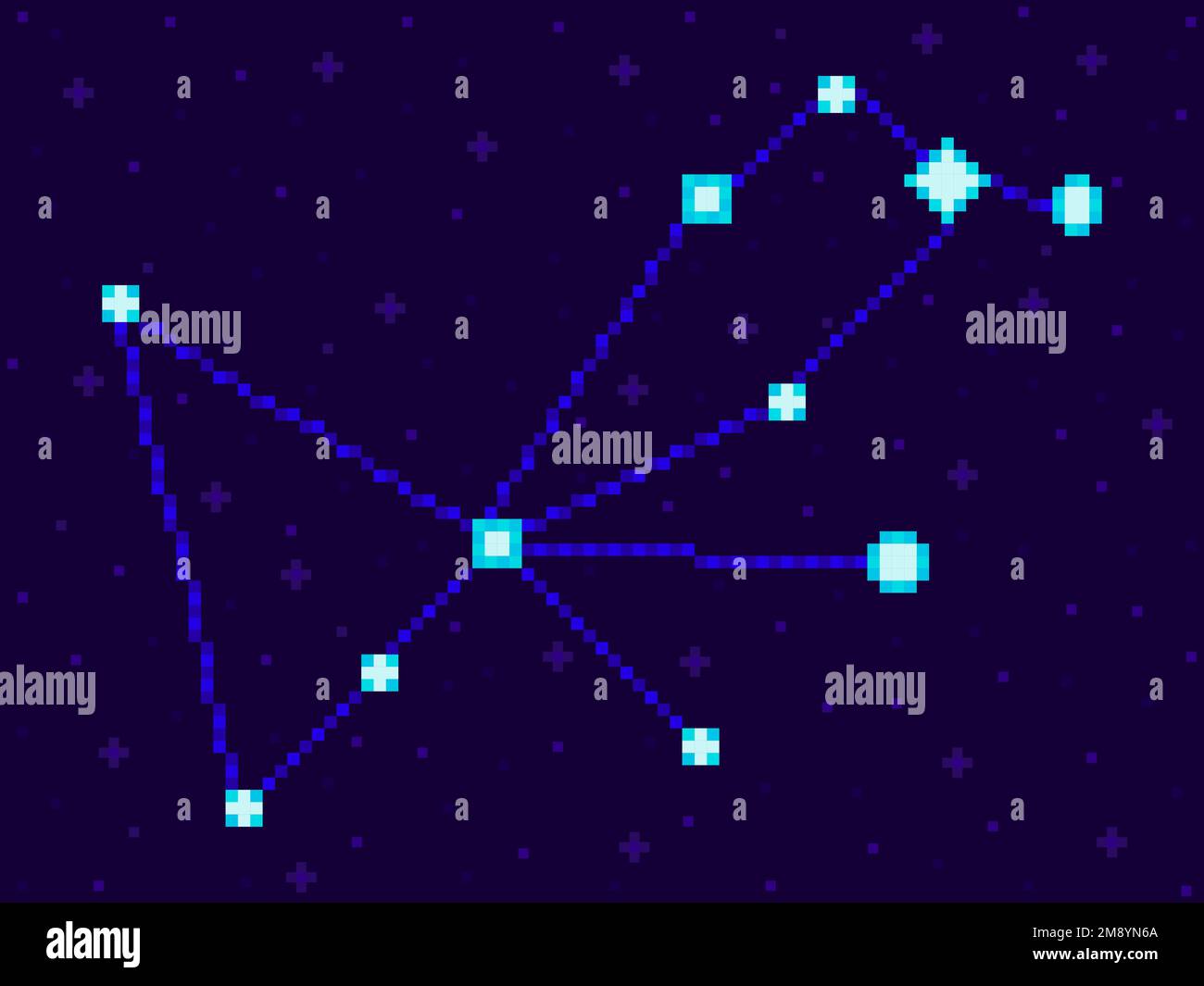 Pavo constellation in pixel art style. 8-bit stars in the night sky in ... Pavo constellation in pixel art style. 8-bit stars in the night sky in ...