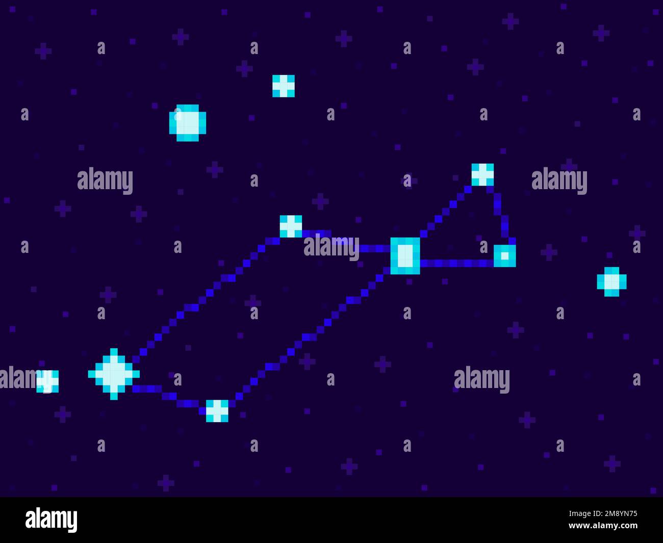Lyra constellation in pixel art style. 8-bit stars in the night sky in ...