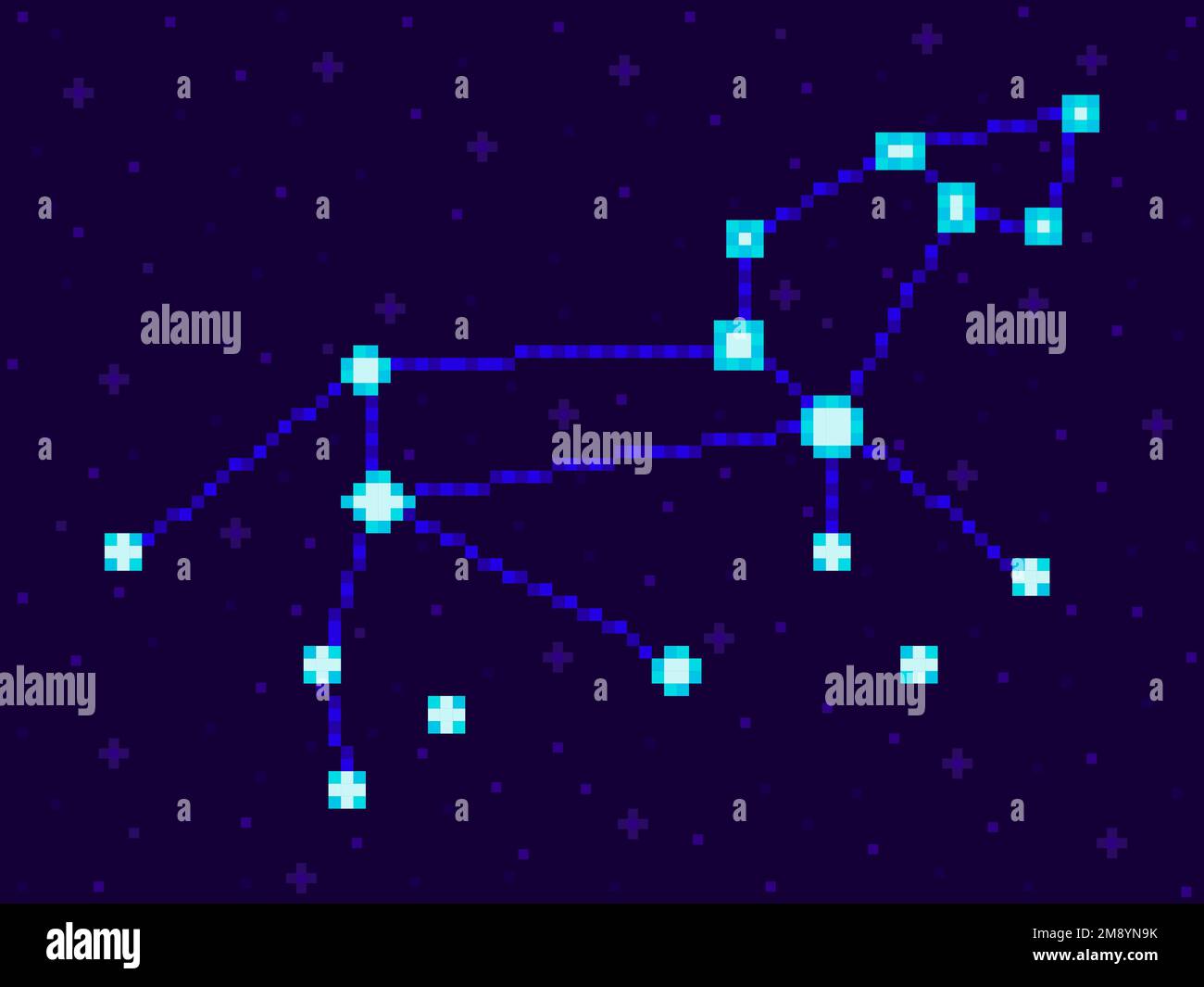 Leo constellation in pixel art style. 8-bit stars in the night sky in ...