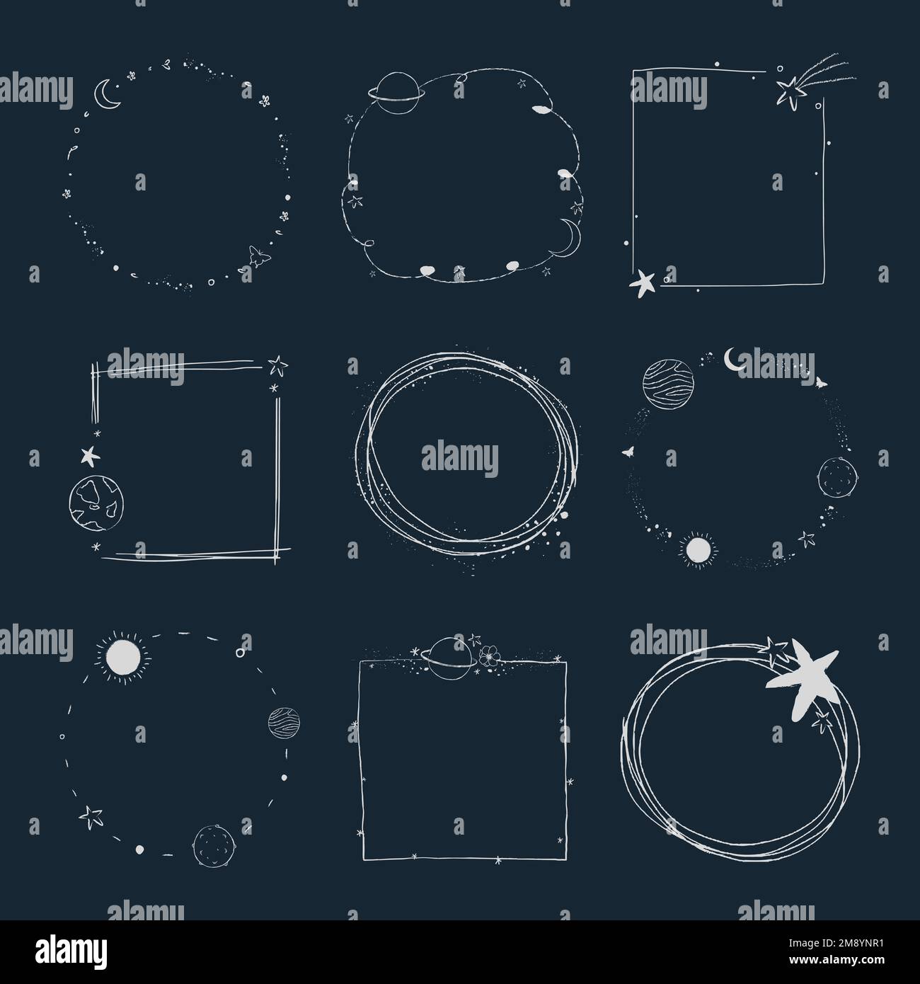 Minimal line art galaxy frame set vector Stock Vector Image & Art - Alamy