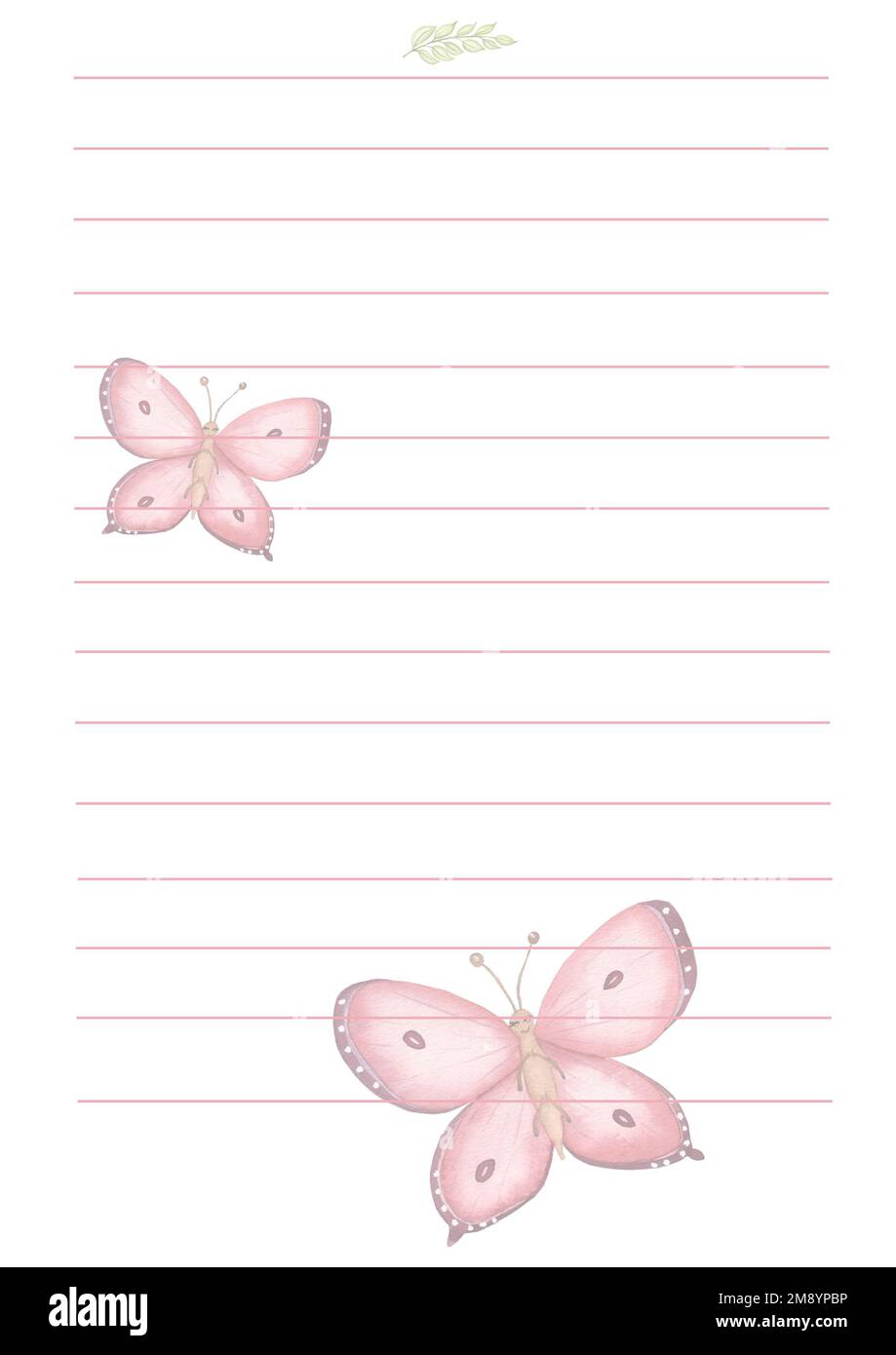 Hand drawn watercolor adorable daily planner with butterfly. My day to ...