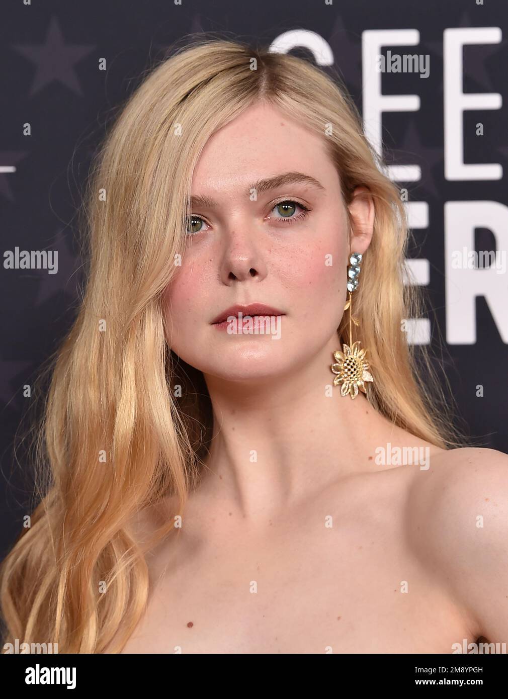 Los Angeles, USA. 15th Jan, 2023. Elle Fanning arriving at the 28th Annual Critics Choice Awards ...