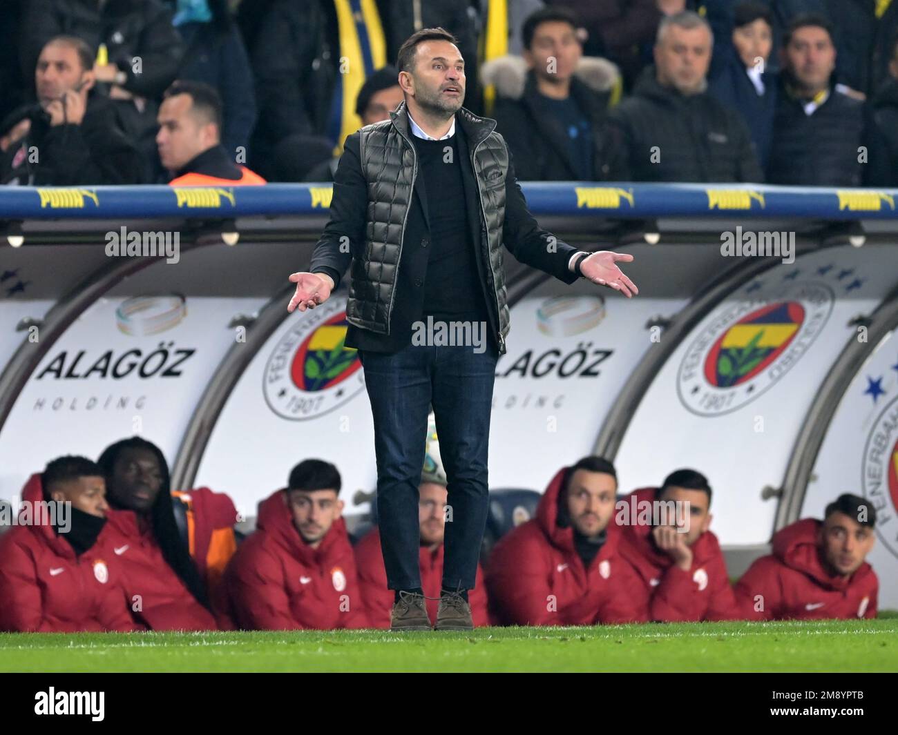 ISTANBUL - Galatasaray AS trainer coach Okan Buruk during the Turkish ...