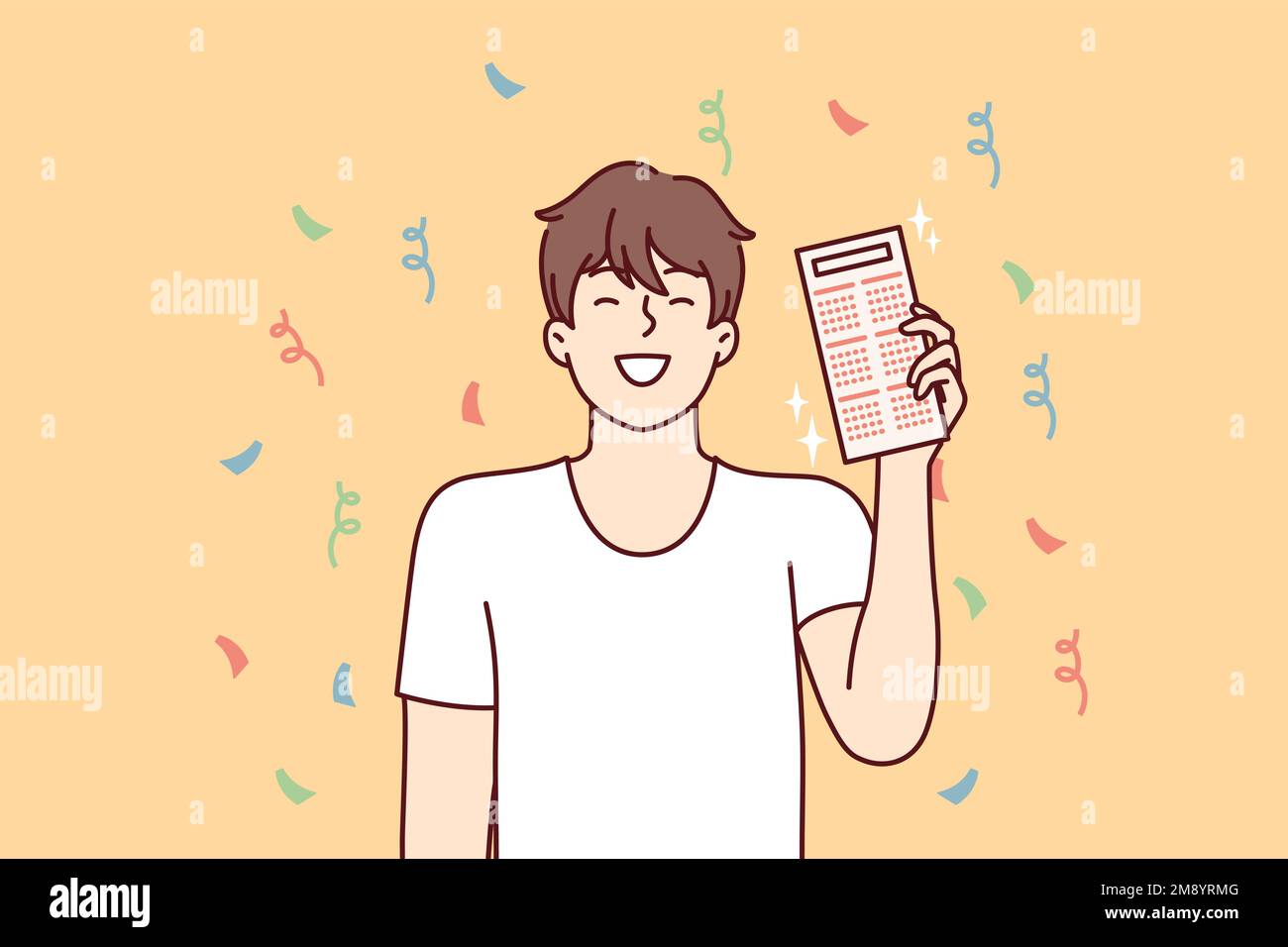 Happy man with calendar or work schedule in hands smiling while ...