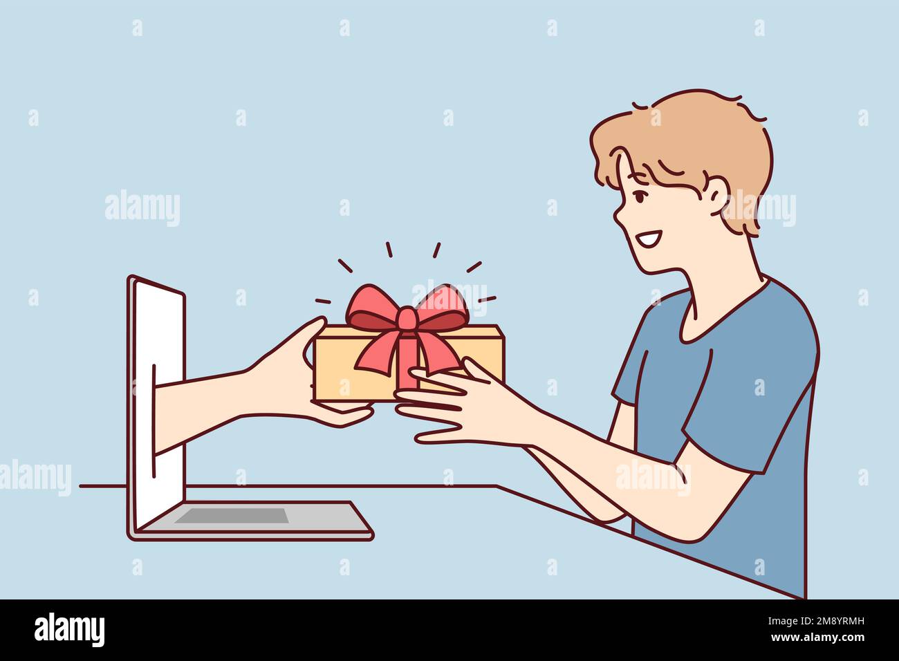 Boy give gift cartoon Stock Vector Images - Alamy