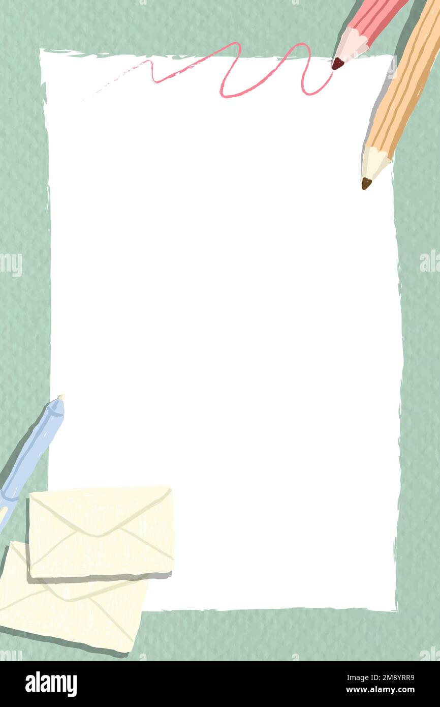 White Blank Notebook Frame On A Green Background Vector Stock Vector Image And Art Alamy