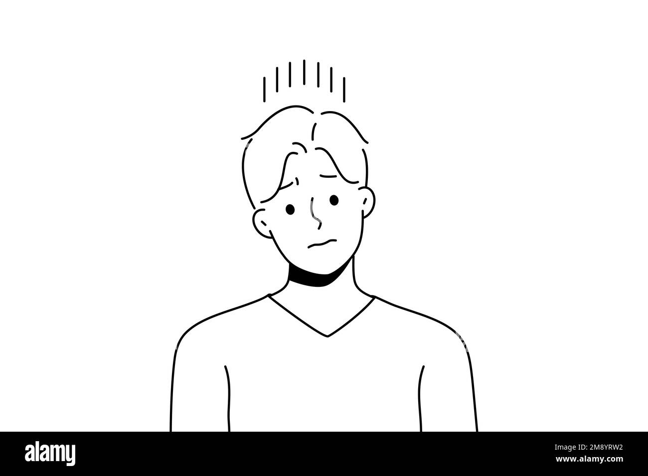 Depression and stress of male character Black and White Stock Photos ...