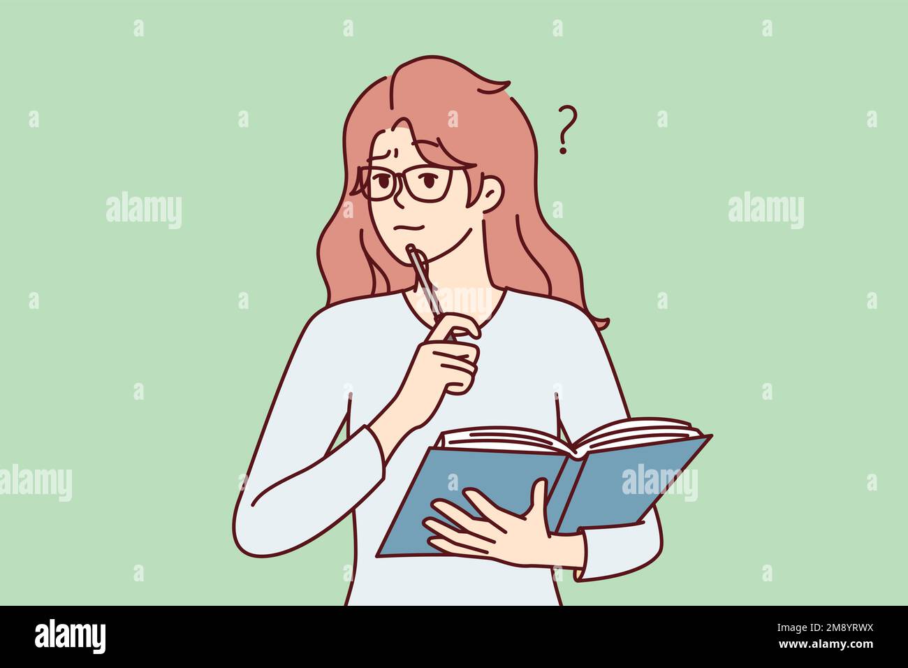 Woman pen chin Stock Vector Images - Alamy