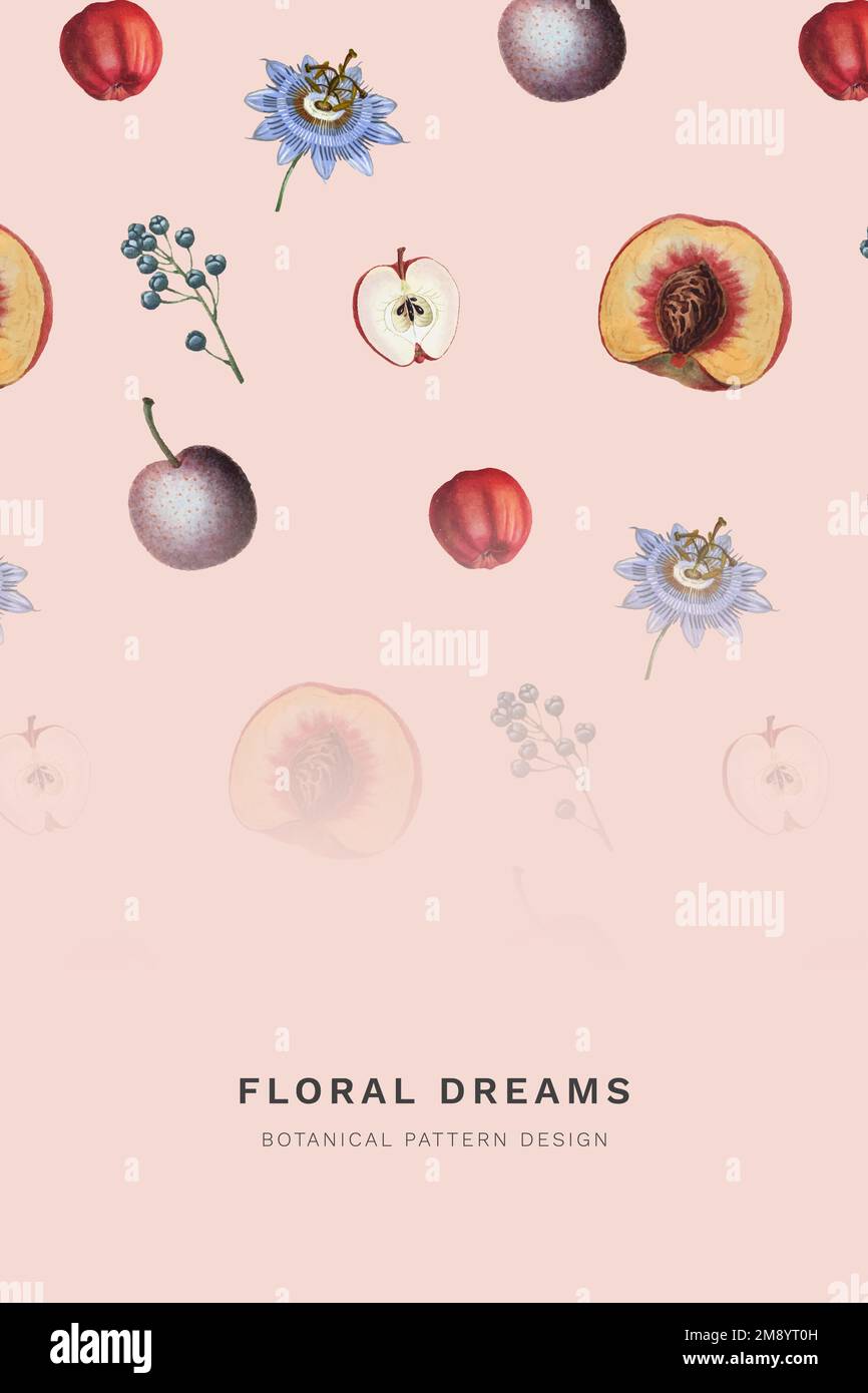 Floral fruity frame design vector Stock Vector Image & Art - Alamy