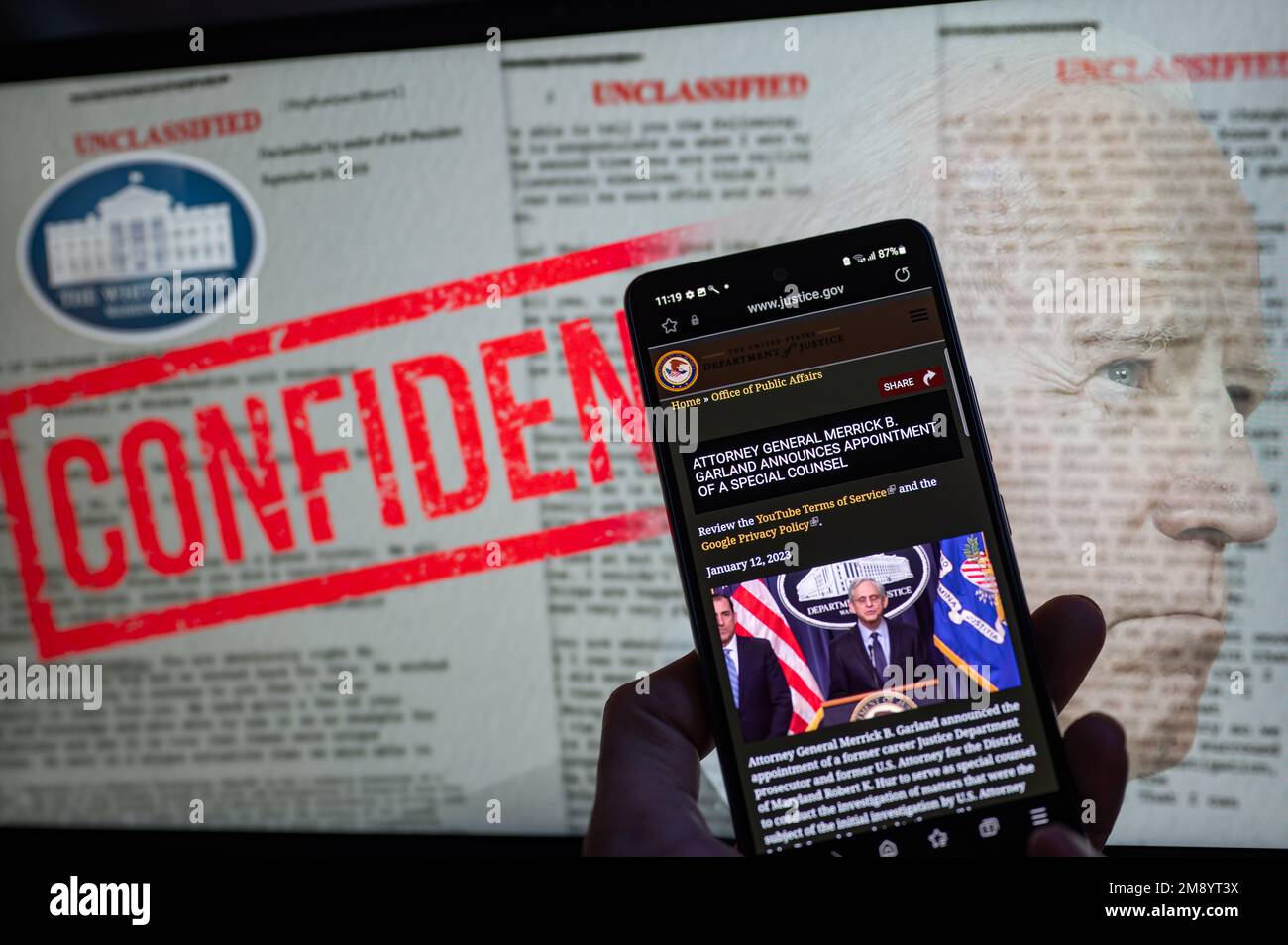 White House classified documents seen on screen with United States ...